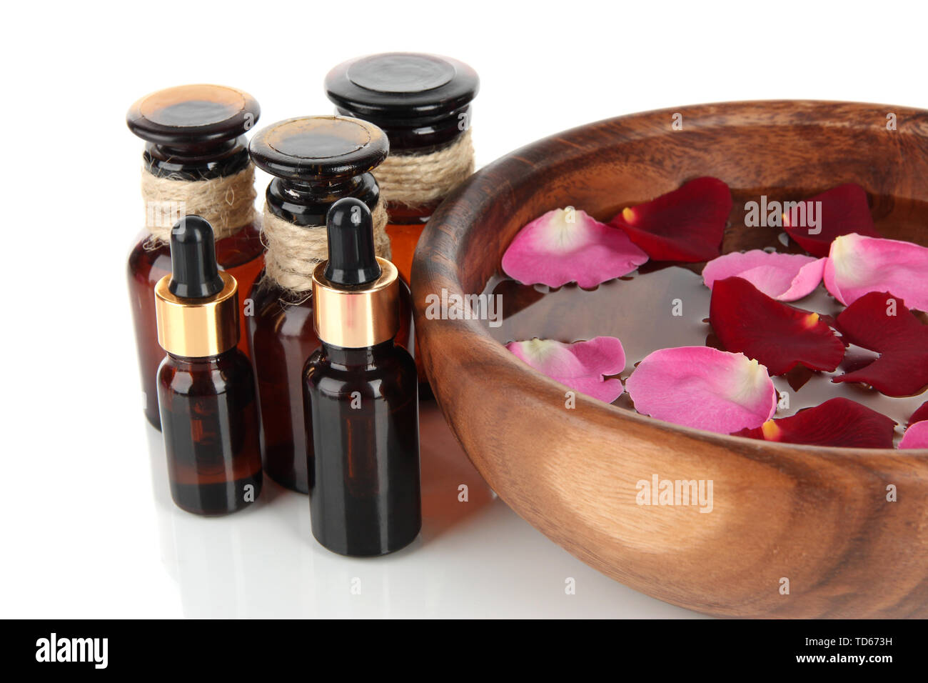 Spa composition with aroma oils isolated on white Stock Photo - Alamy