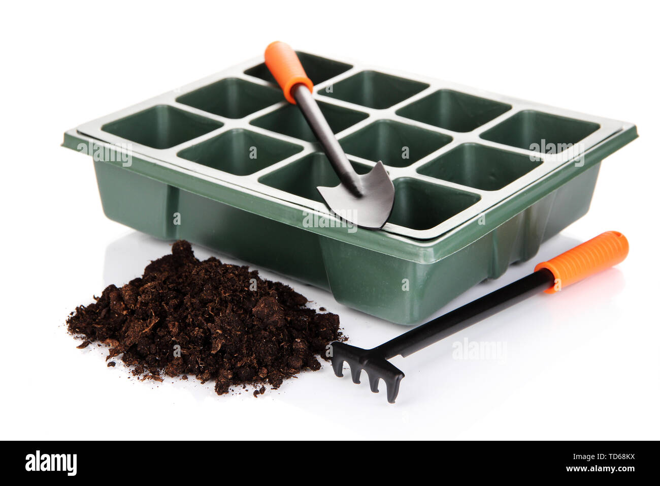 Seed box for seedling isolated on white Stock Photo - Alamy