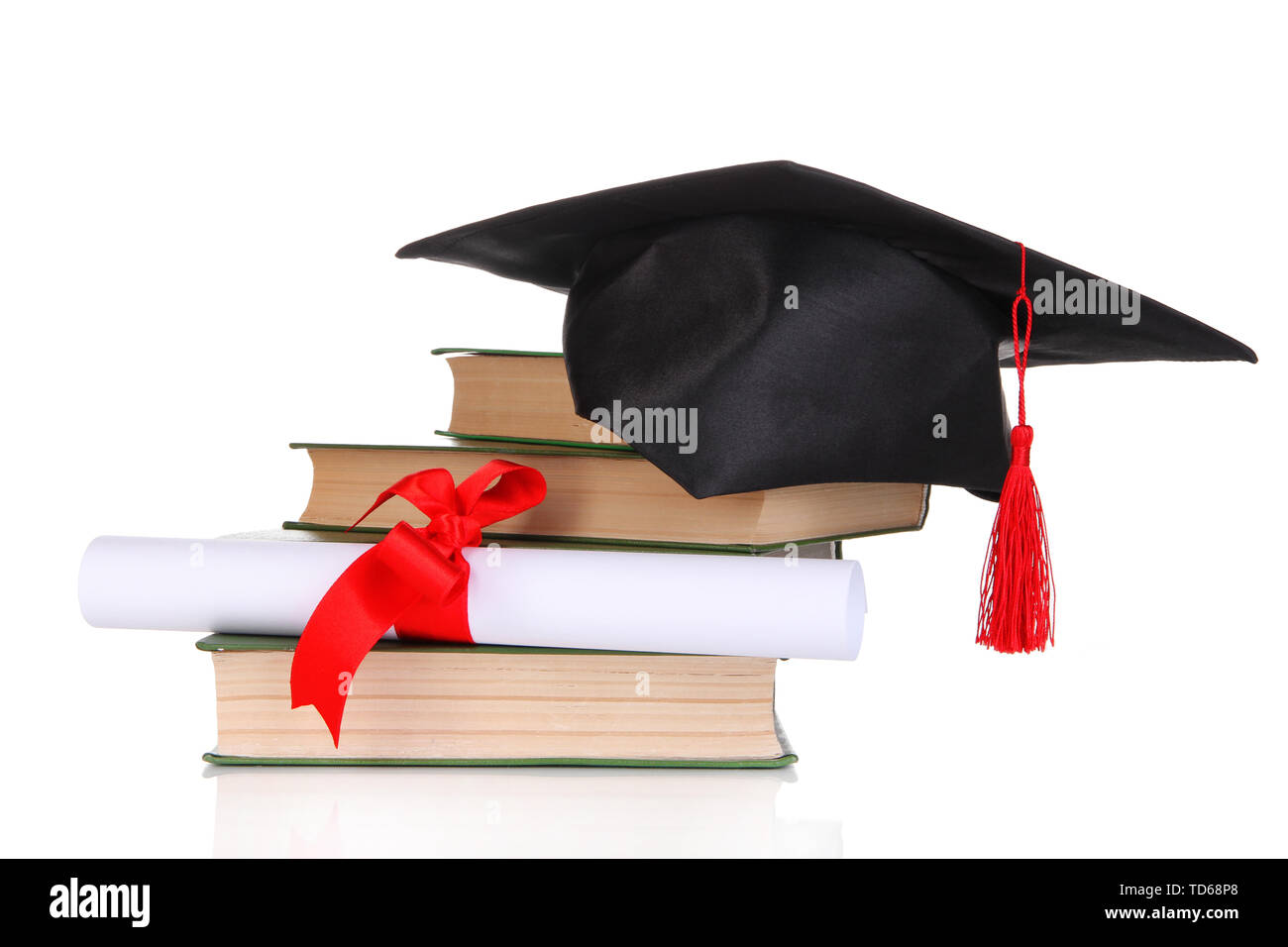 Graduation hat scroll red book hi-res stock photography and images - Alamy