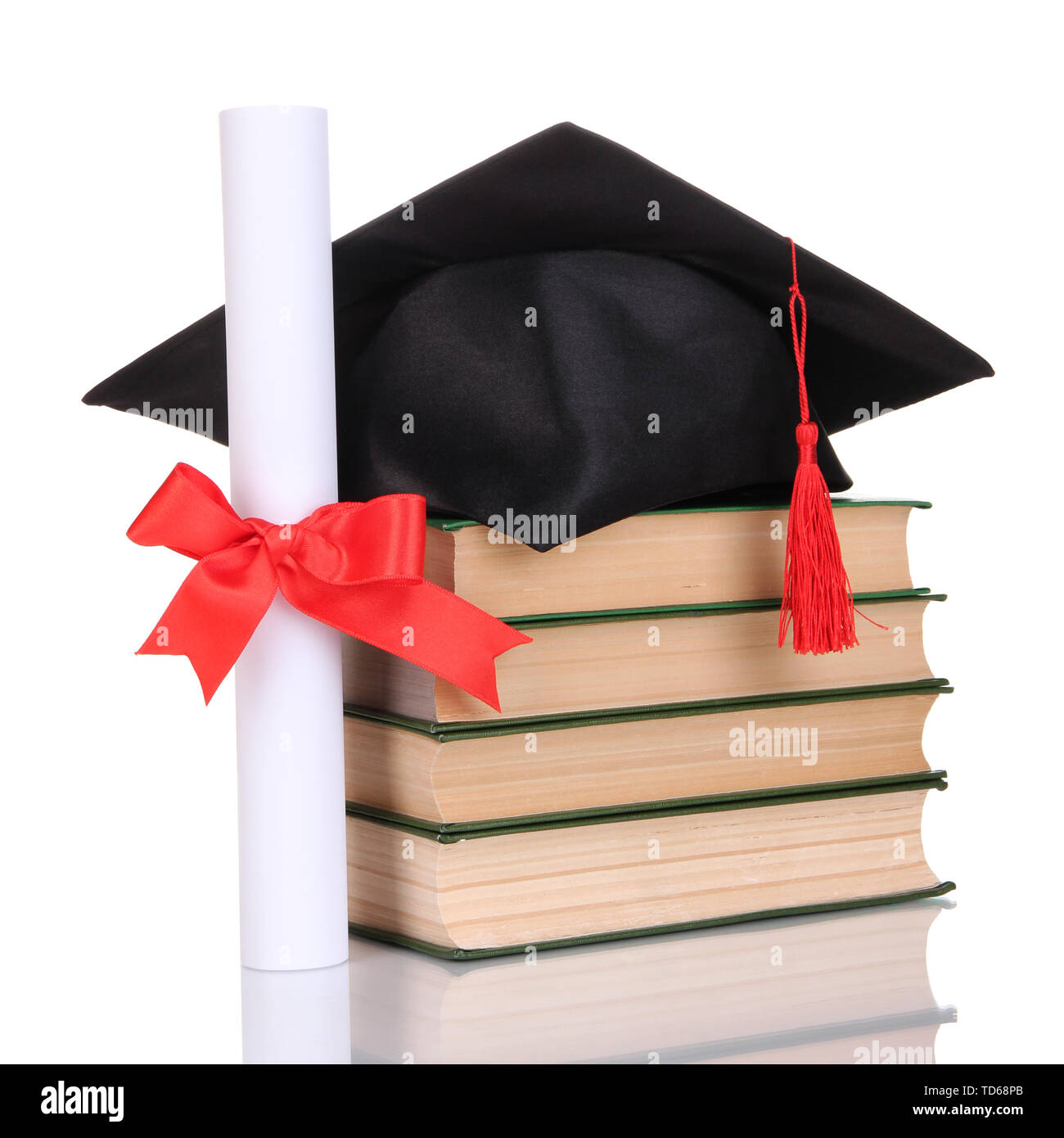 Graduation hat scroll red book hi-res stock photography and images - Alamy