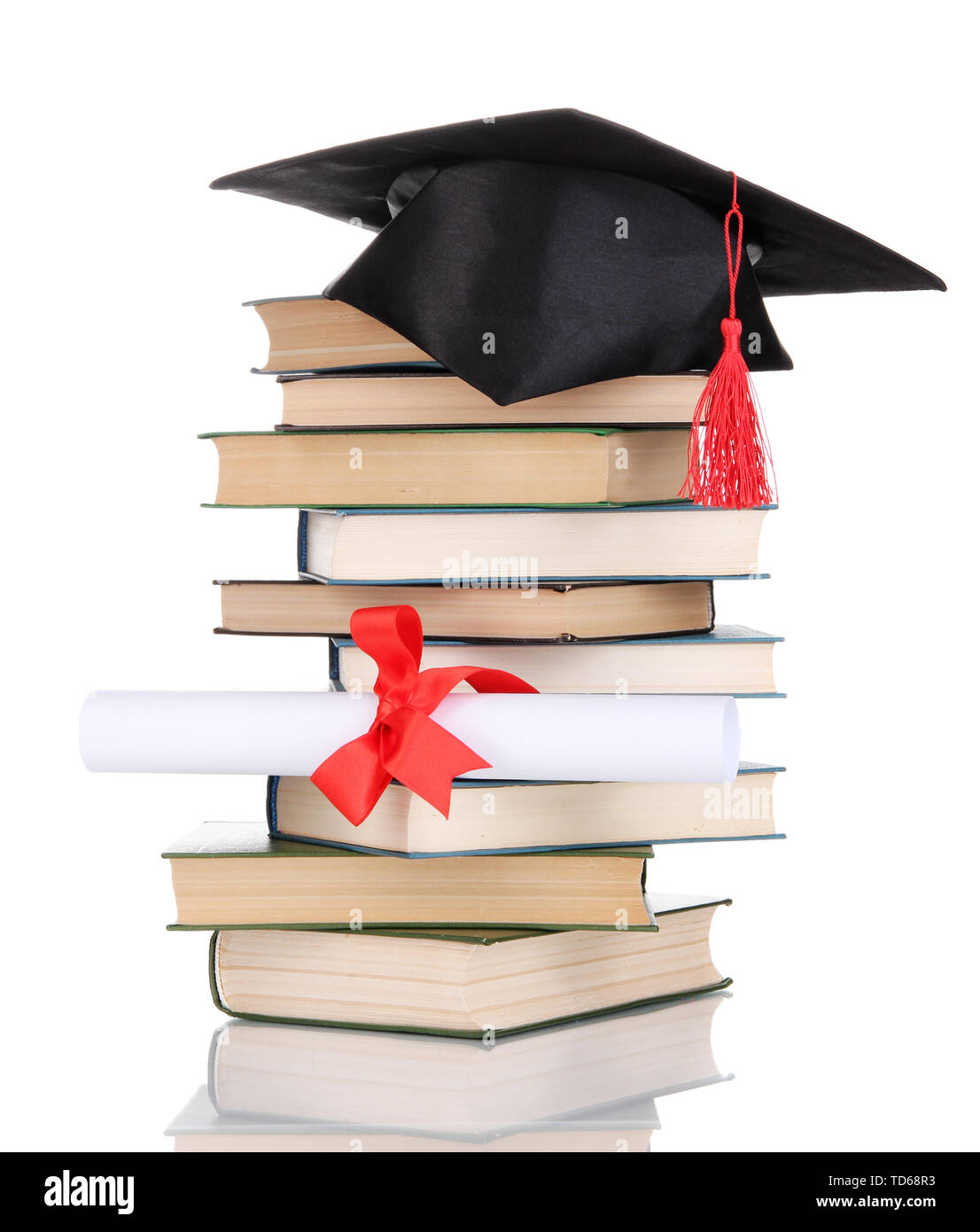 Graduation hat scroll red book hi-res stock photography and images - Alamy