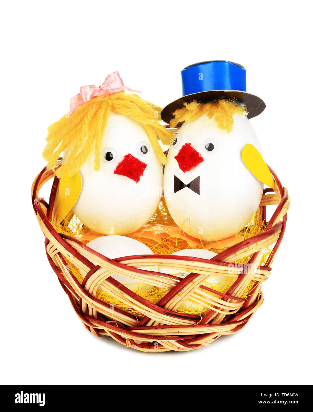 Easter chicken toys isolated on white Stock Photo - Alamy