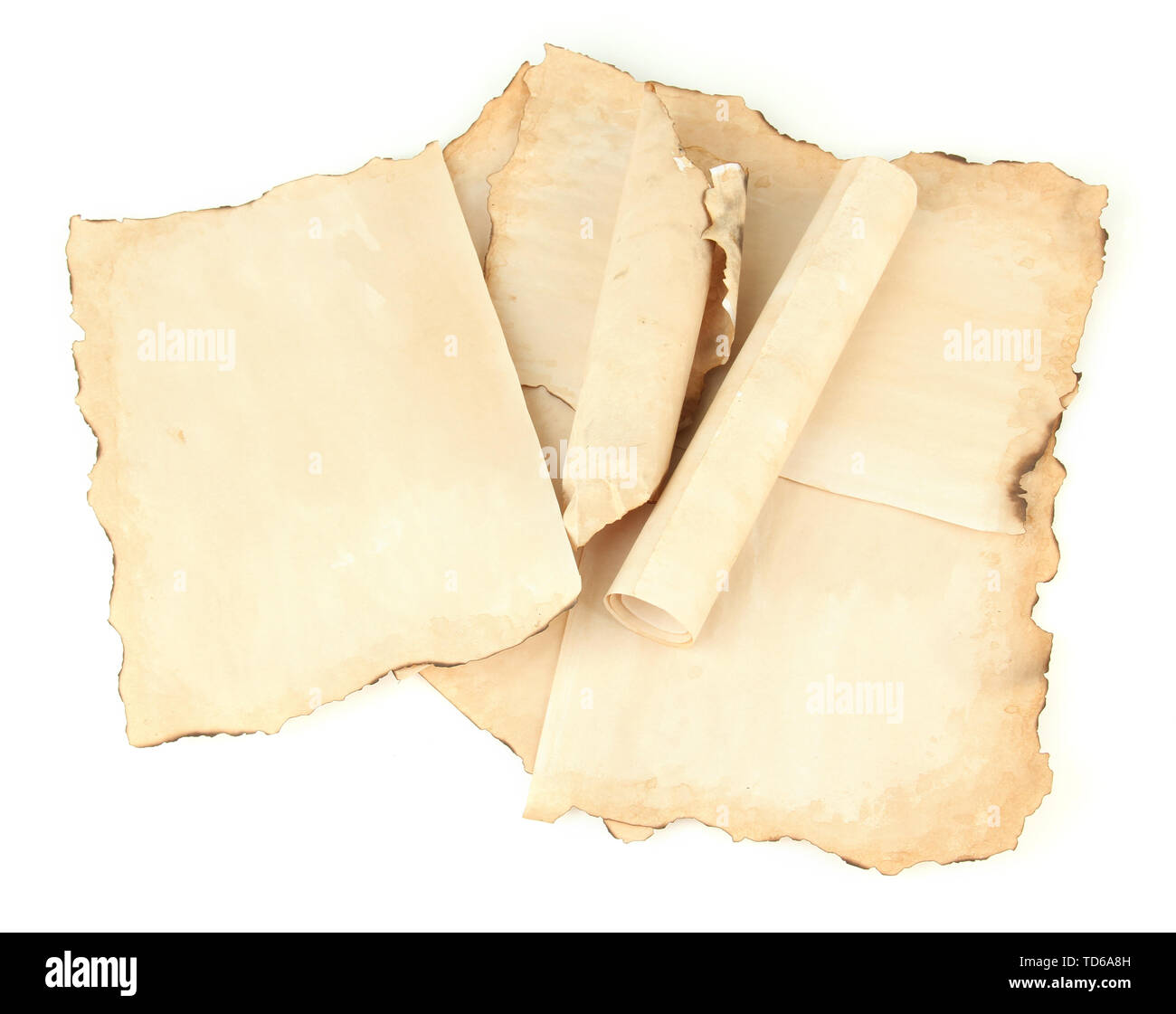 Old paper isolated on white Stock Photo - Alamy