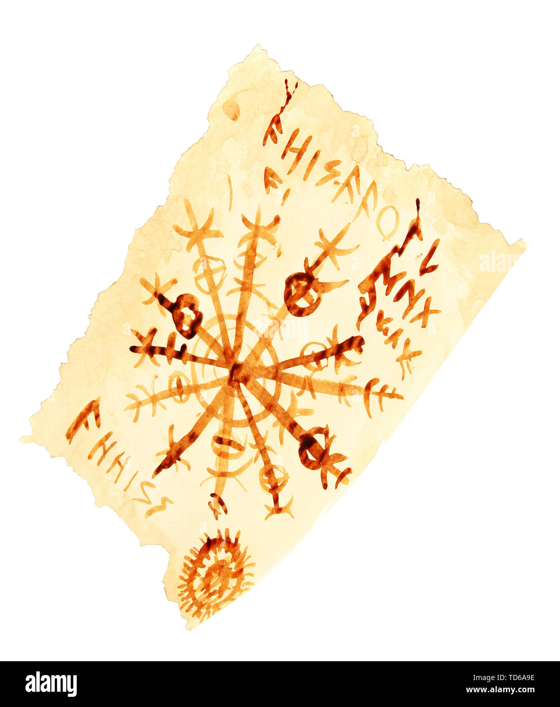 Old paper with symbols, isolated on white Stock Photo - Alamy