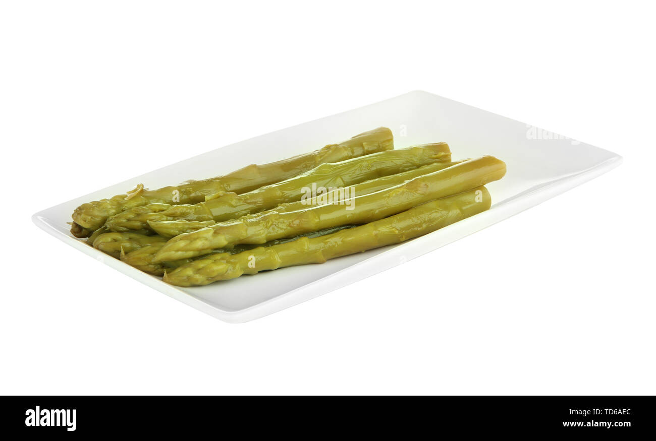 Asparagus on plate, isolated on white Stock Photo - Alamy