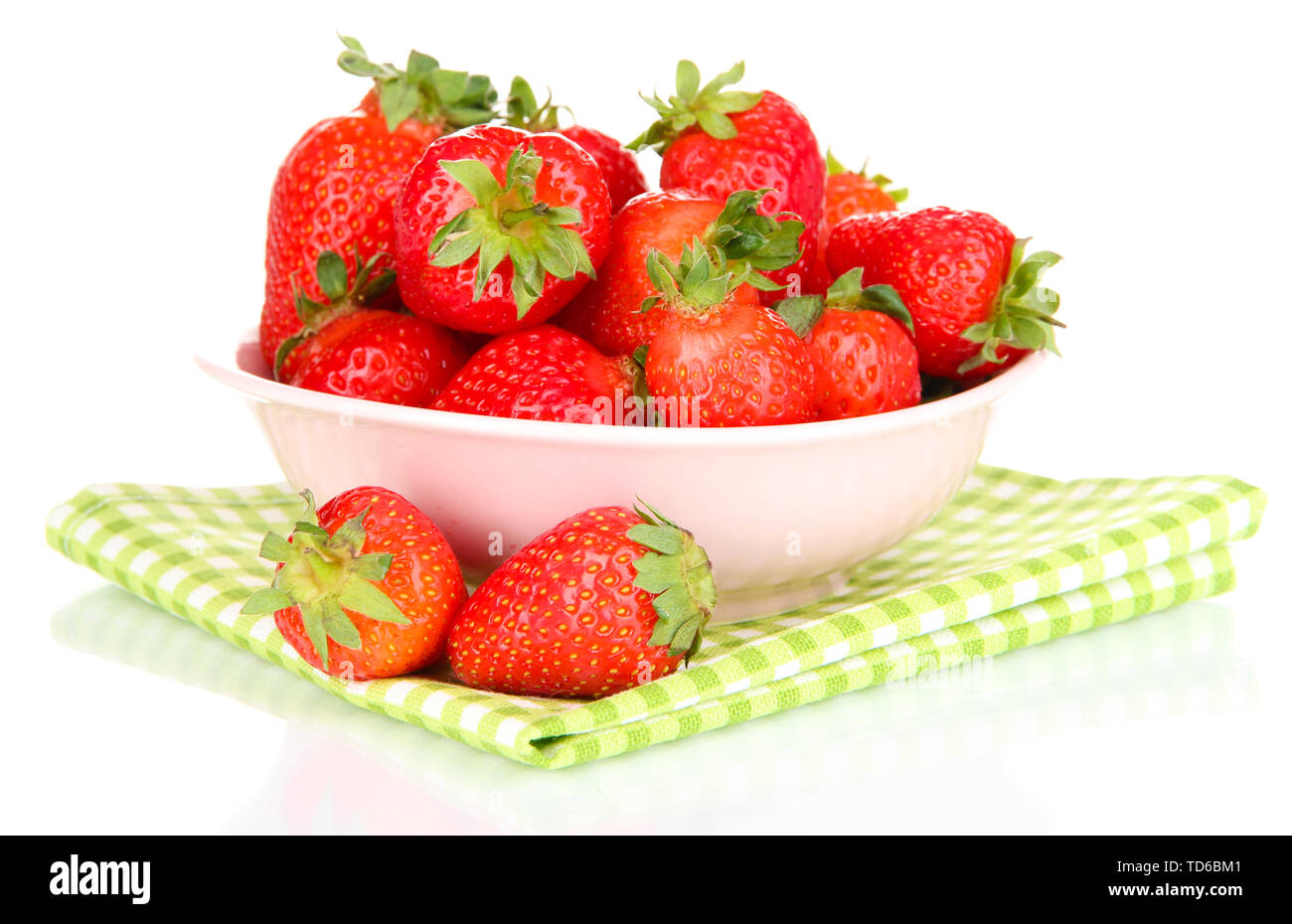 Fresh strawberry in bowl isolated on white Stock Photo - Alamy