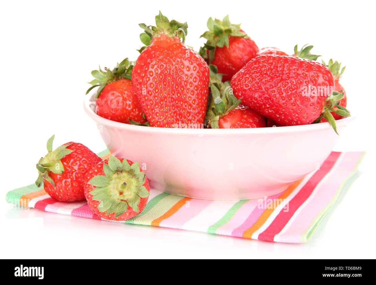 Fresh strawberry in bowl isolated on white Stock Photo - Alamy