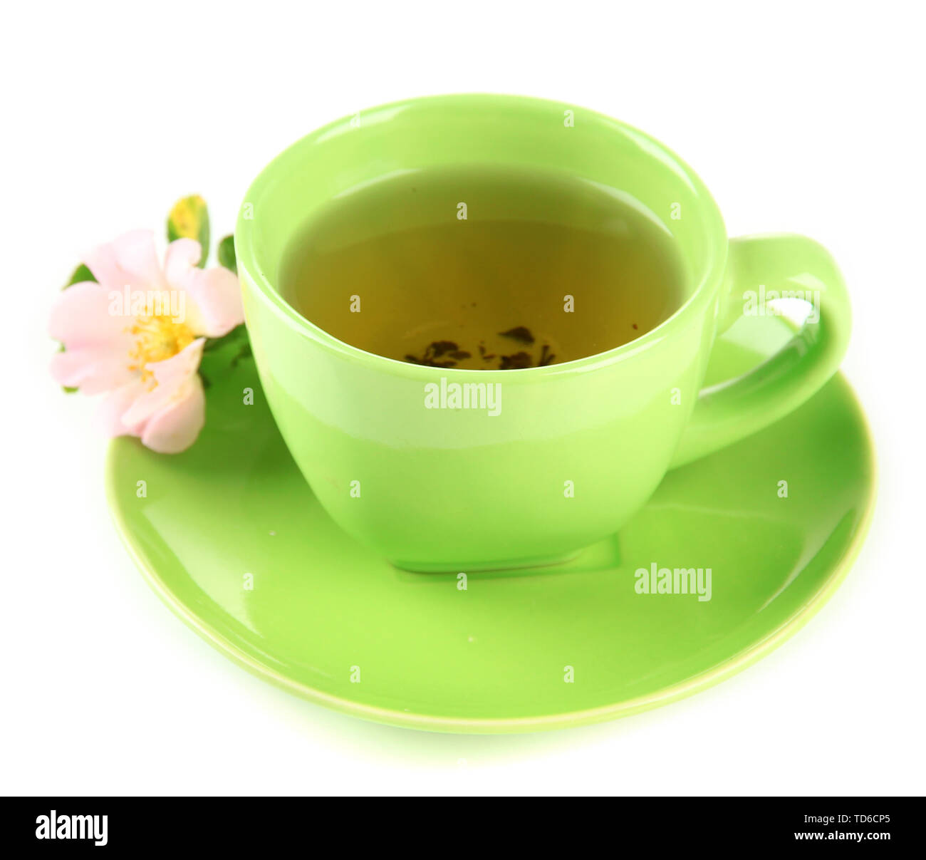 Cup of herbal tea with hip rose flower, isolated on white Stock Photo ...