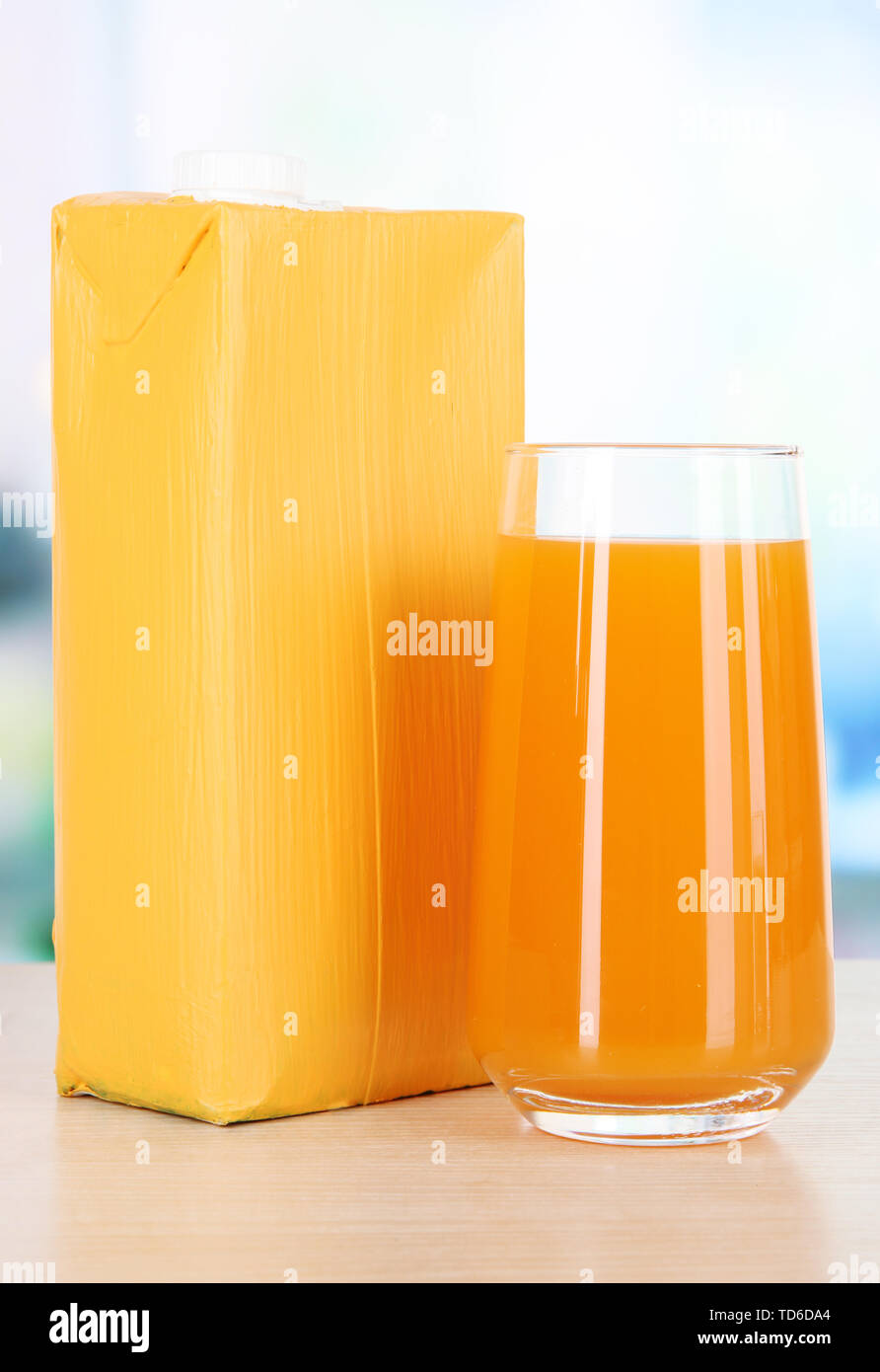 Juice pack on table in kitchen Stock Photo - Alamy