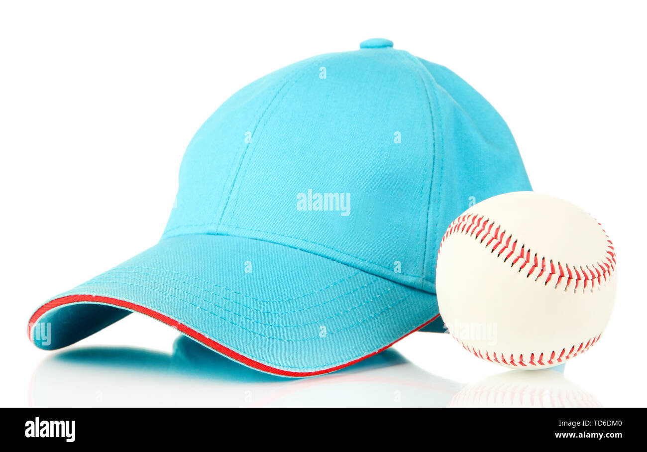 Blue peaked cap isolated on white Stock Photo - Alamy