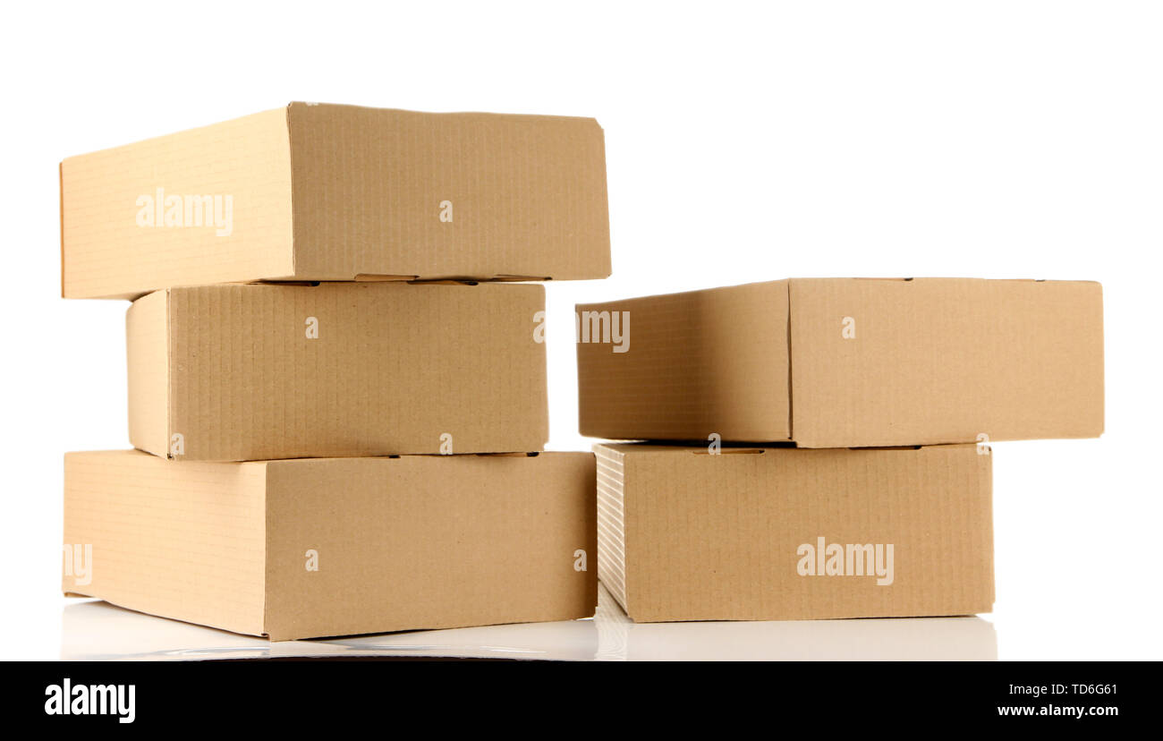 Parcels boxes, isolated on white Stock Photo - Alamy