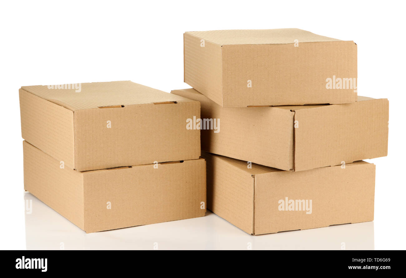 Parcels boxes, isolated on white Stock Photo - Alamy