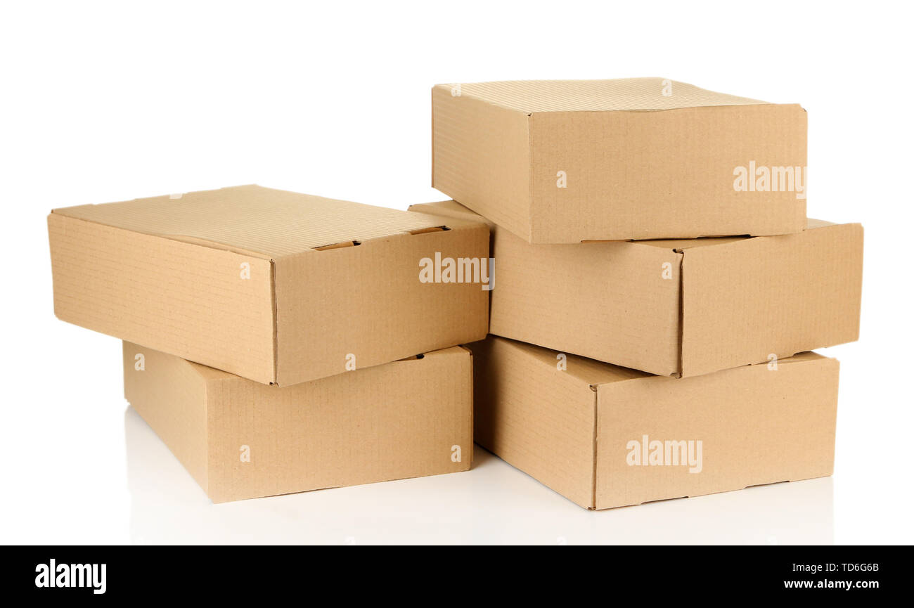 Parcels boxes, isolated on white Stock Photo - Alamy