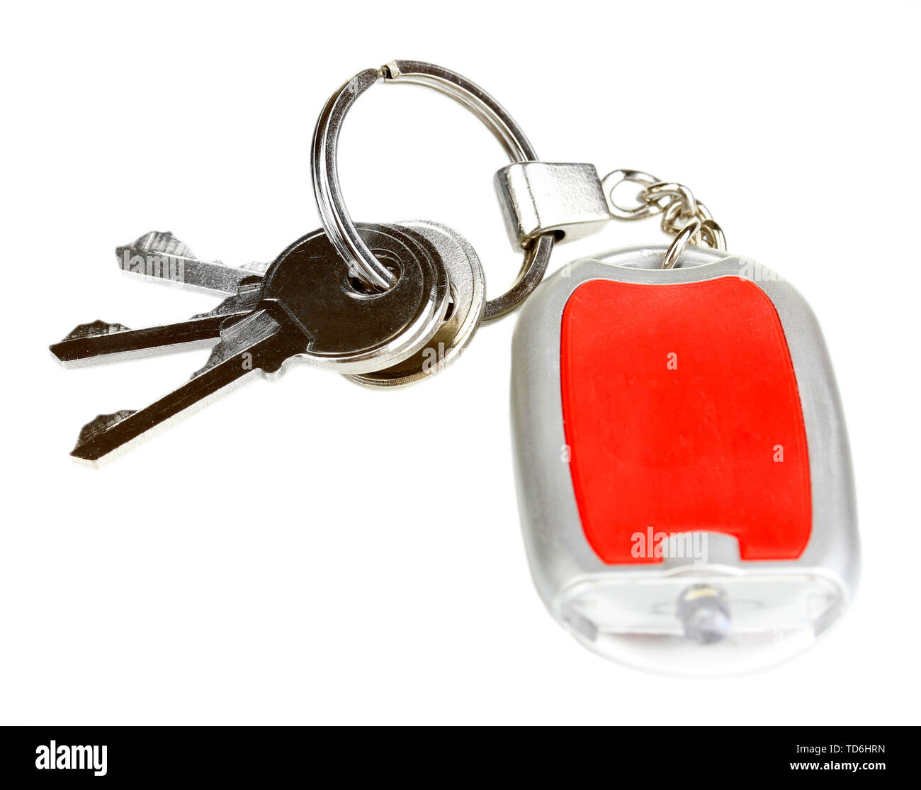 House keys and keychain isolated on white Stock Photo - Alamy