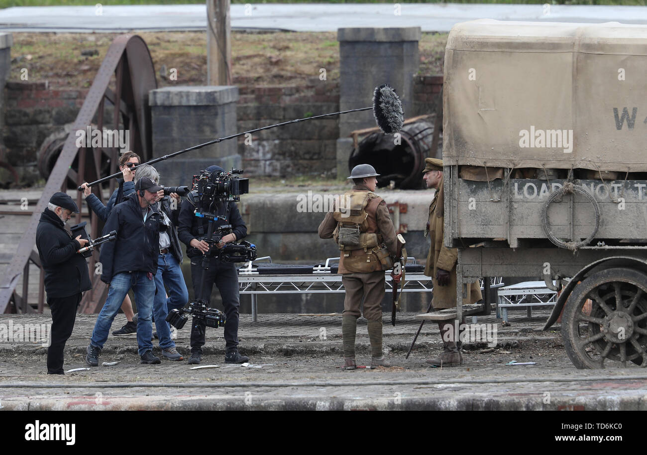 Director Sam Mendes (left) on the set of his new film 1917 at Govan ...