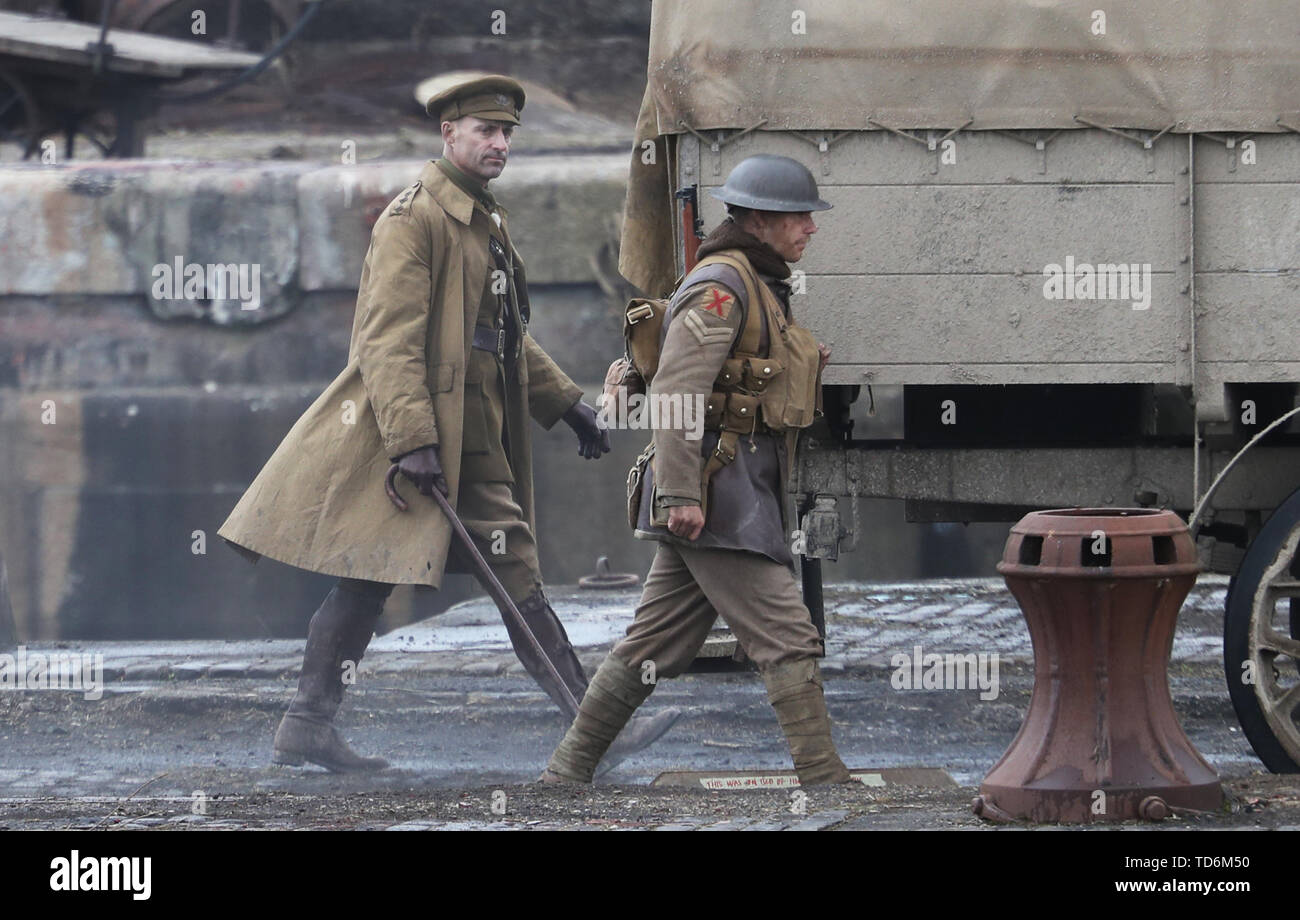 Actor Mark Strong (left) on the set of Sam Mendes' new film 1917 during ...