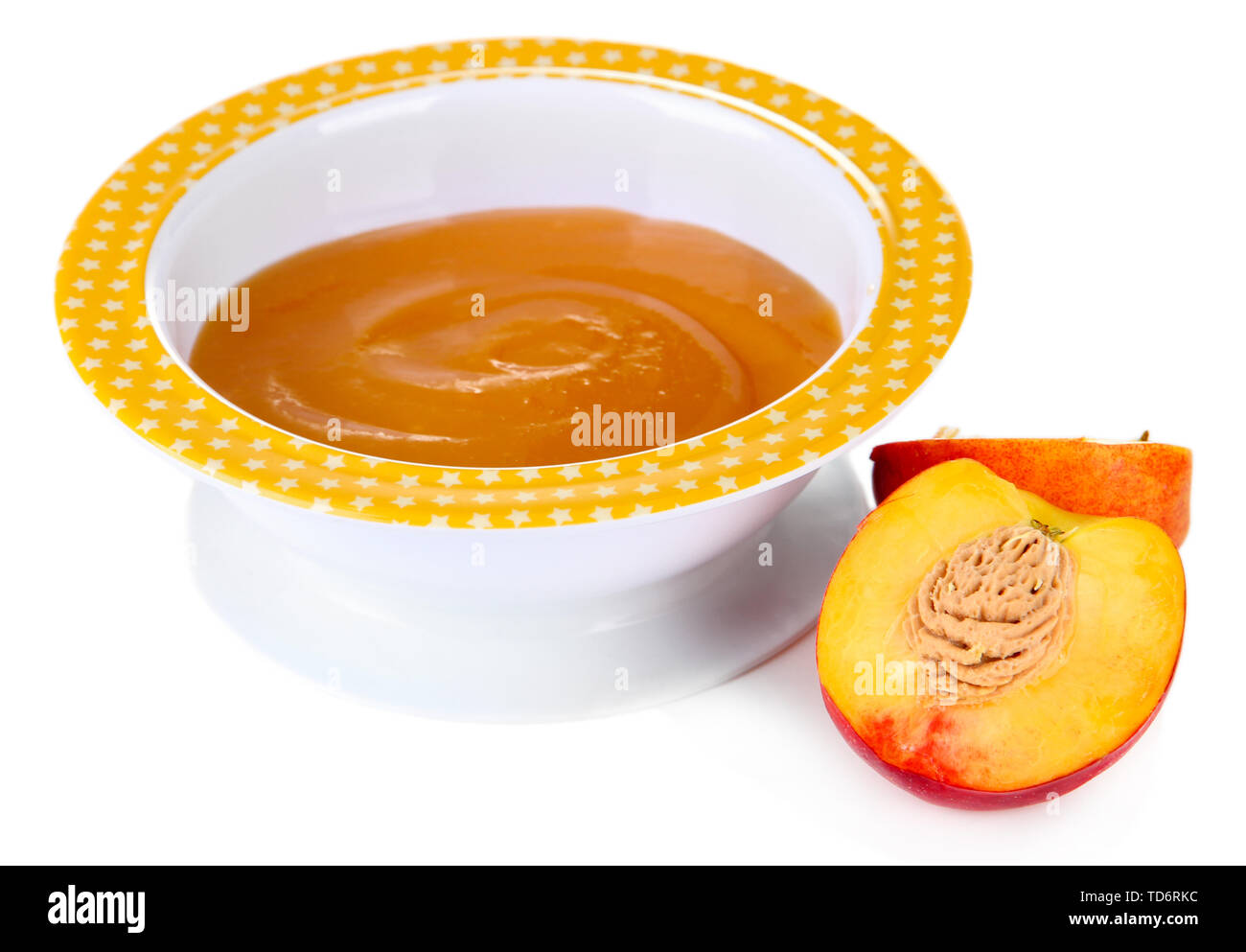 Tasty baby fruit puree isolated on white Stock Photo - Alamy