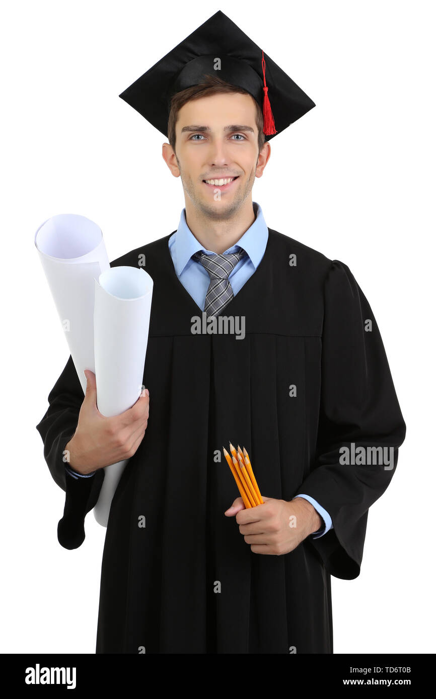 Young graduate architect isolated on white Stock Photo - Alamy
