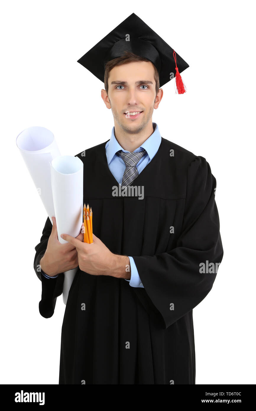 Young graduate architect isolated on white Stock Photo - Alamy