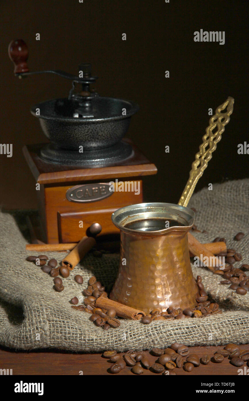Coffee maker on dark background Stock Photo - Alamy