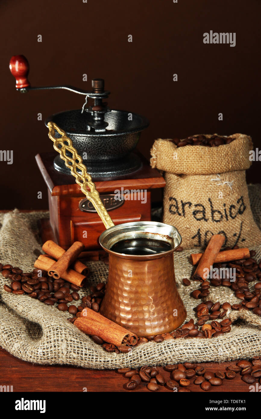 Coffee maker on dark background Stock Photo - Alamy