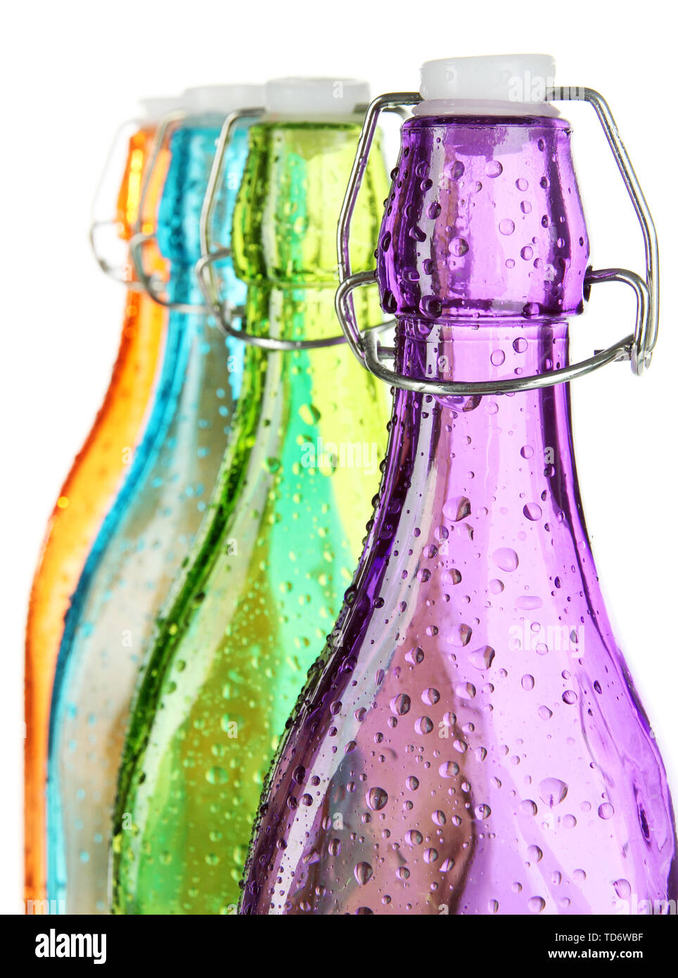 Colorful bottles isolated on white Stock Photo - Alamy