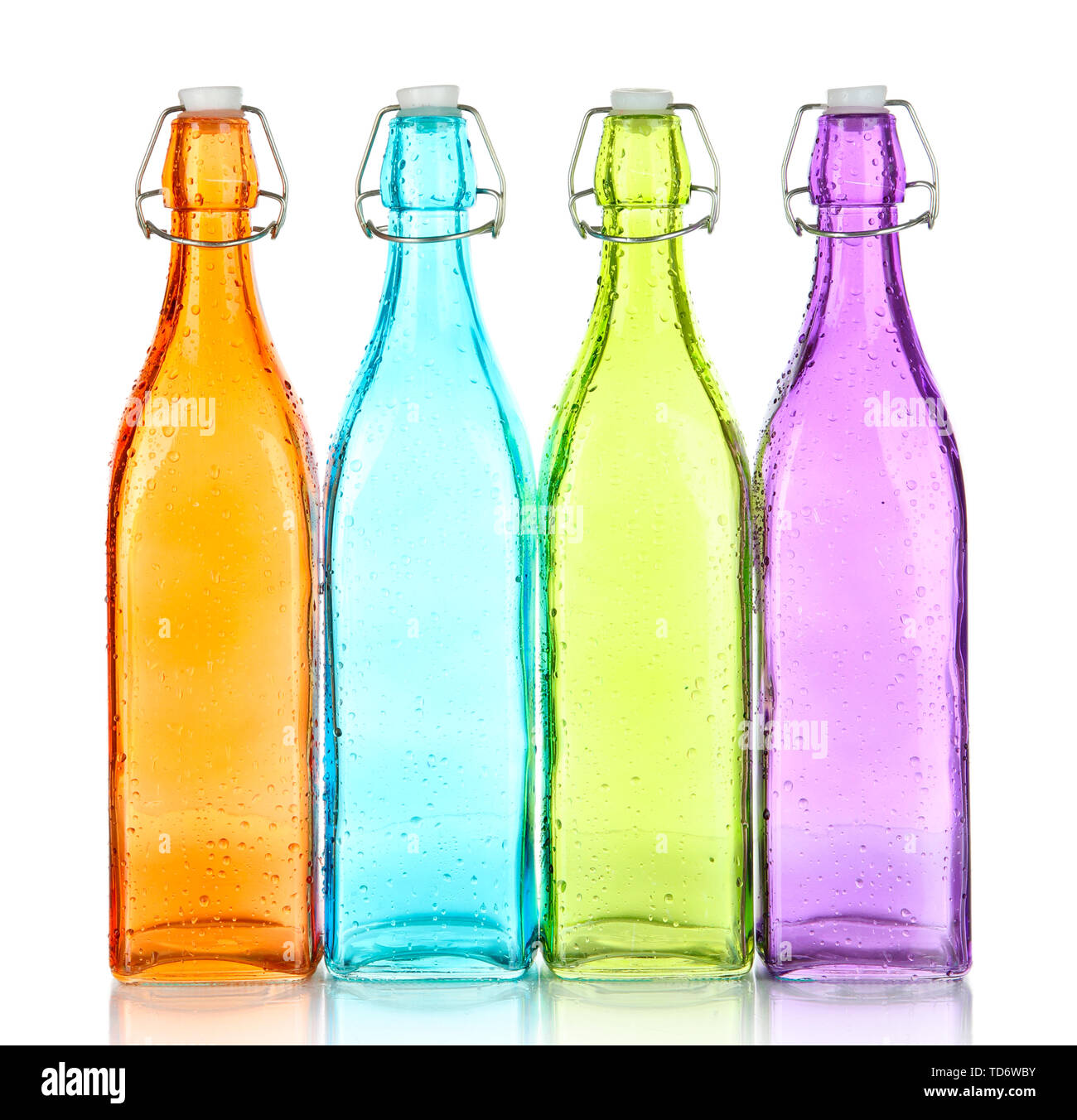 Colorful bottles isolated on white Stock Photo - Alamy