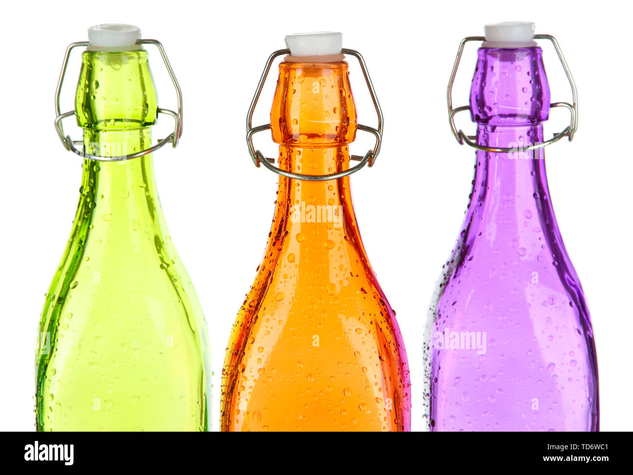 Colorful bottles isolated on white Stock Photo - Alamy