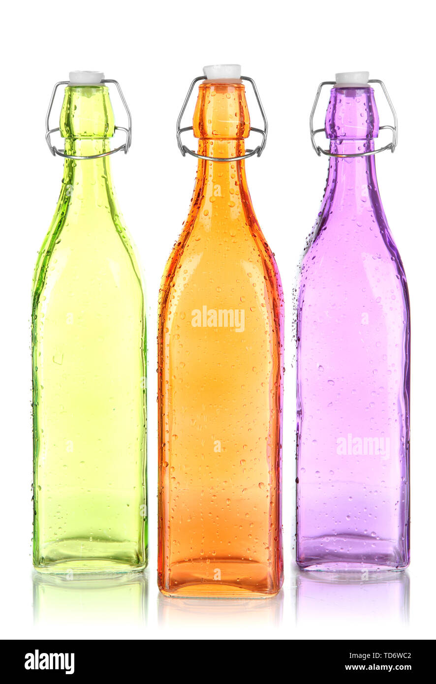 Colorful bottles isolated on white Stock Photo - Alamy