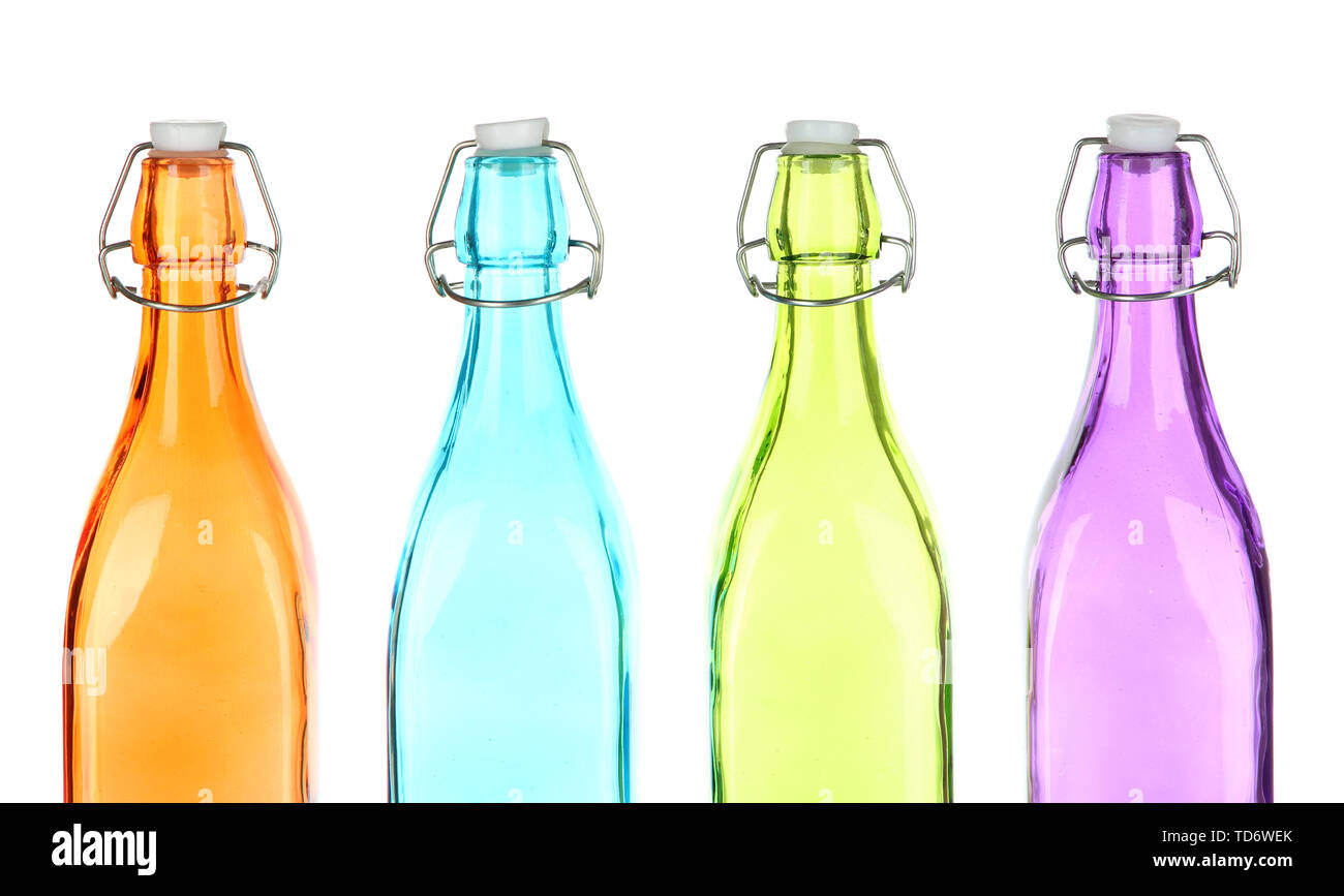Colorful bottles isolated on white Stock Photo - Alamy