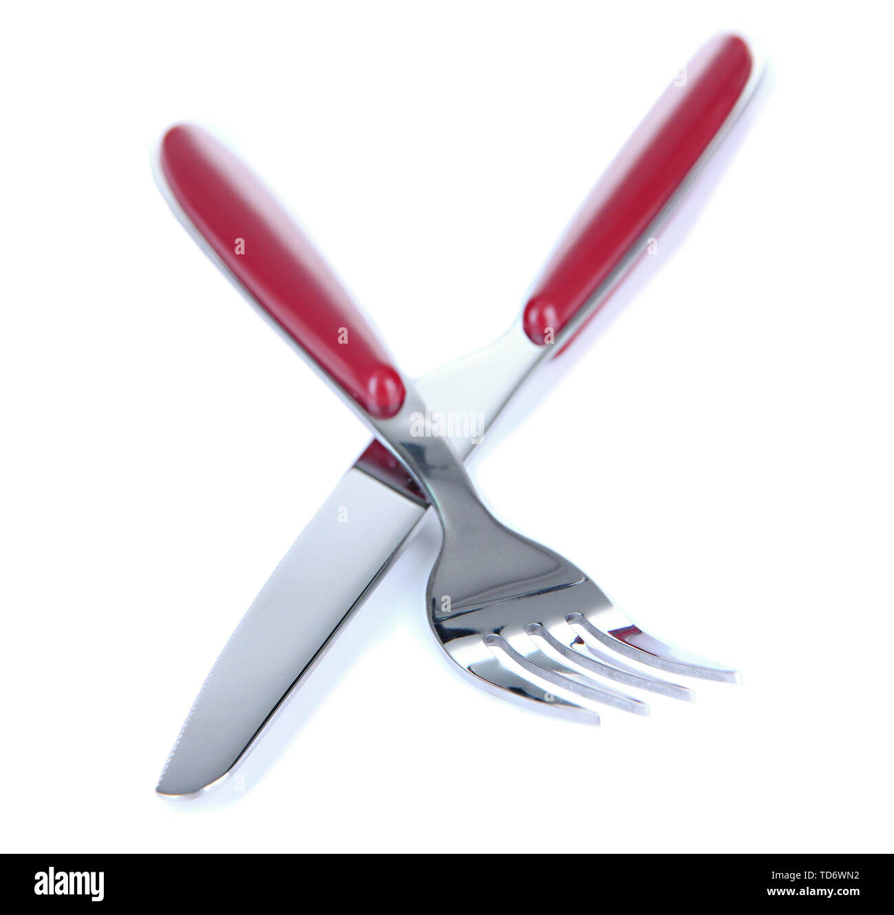 Knife and fork, isolated on white Stock Photo - Alamy