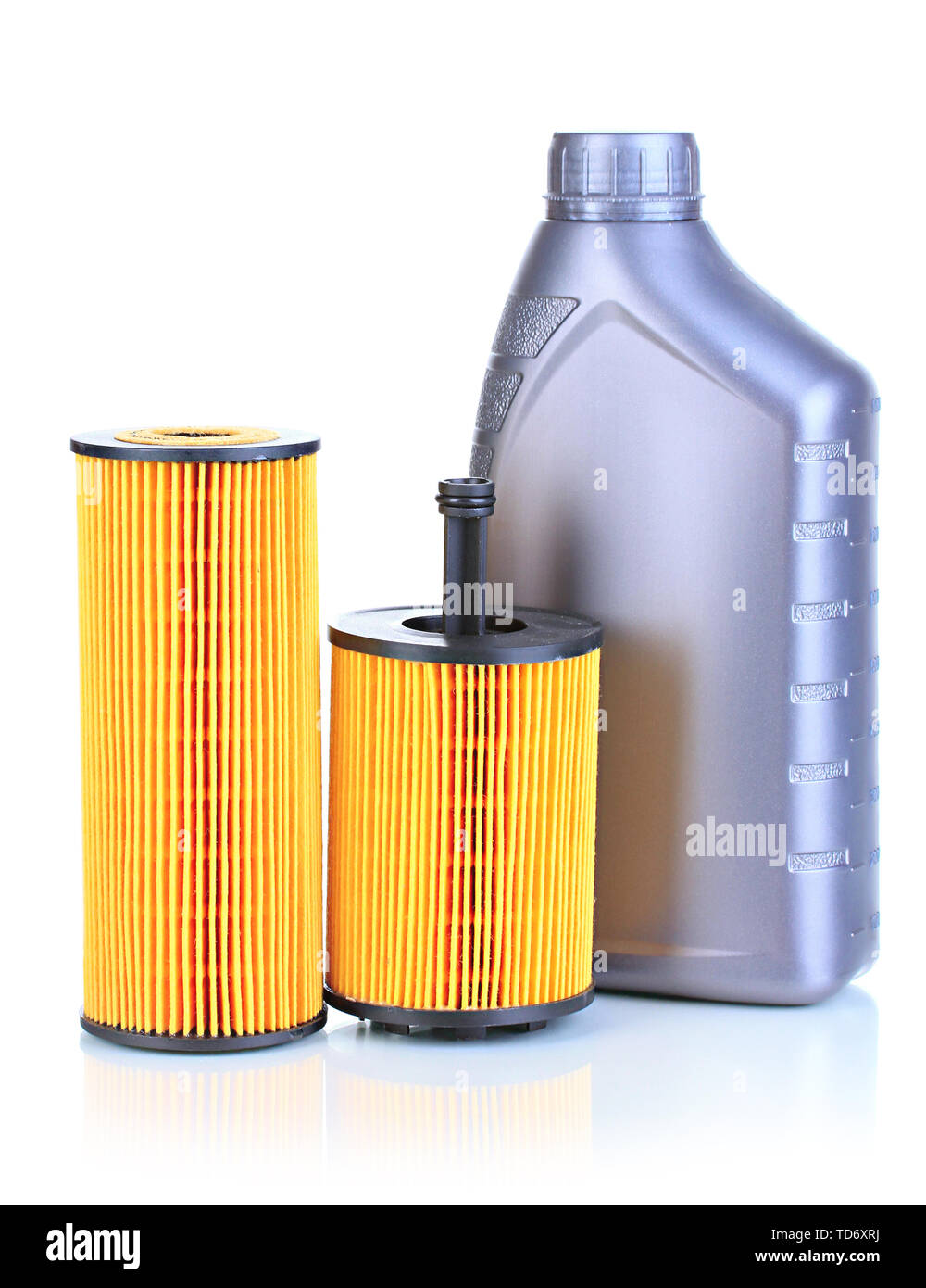 Car oil filters and motor oil can isolated on white Stock Photo - Alamy