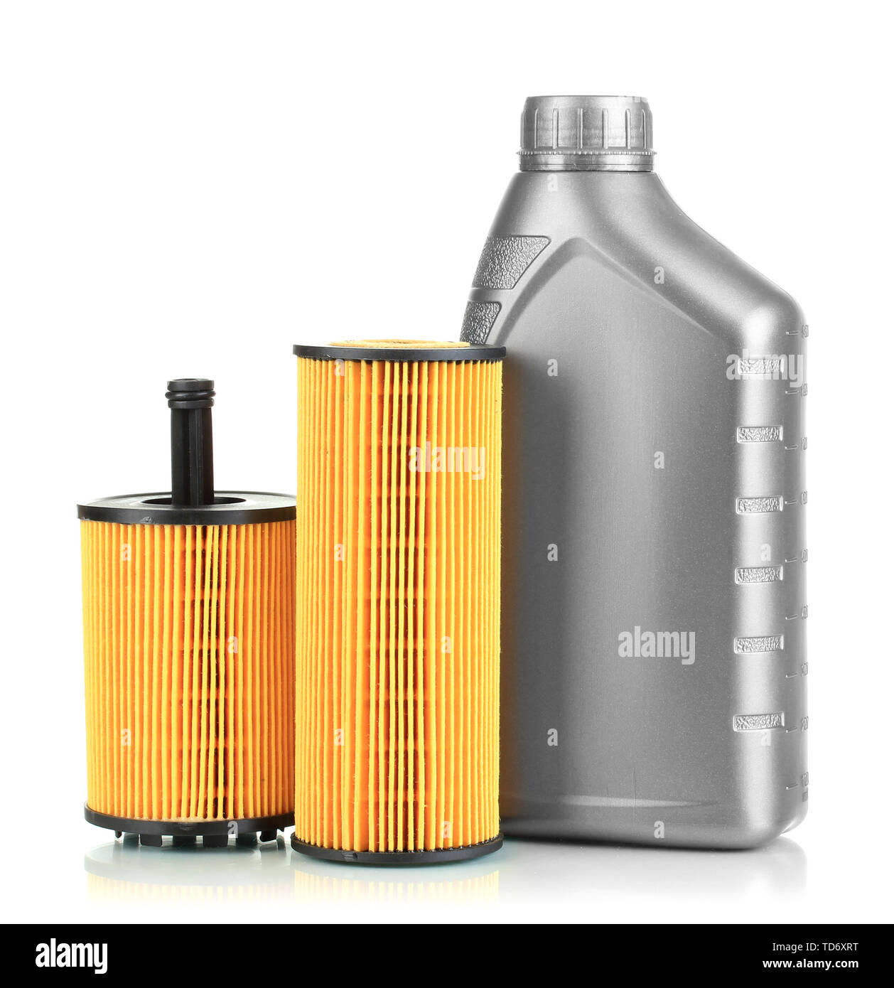 Car oil filters and motor oil can isolated on white Stock Photo - Alamy
