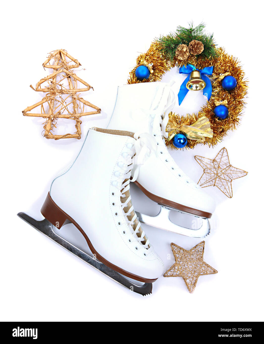 Figure skates isolated on white Stock Photo - Alamy