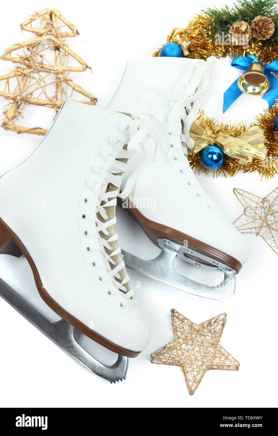 Figure skates isolated on white Stock Photo - Alamy