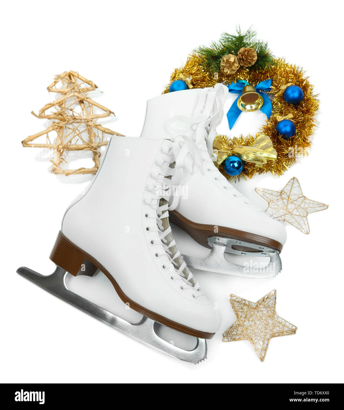 Figure skates isolated on white Stock Photo - Alamy
