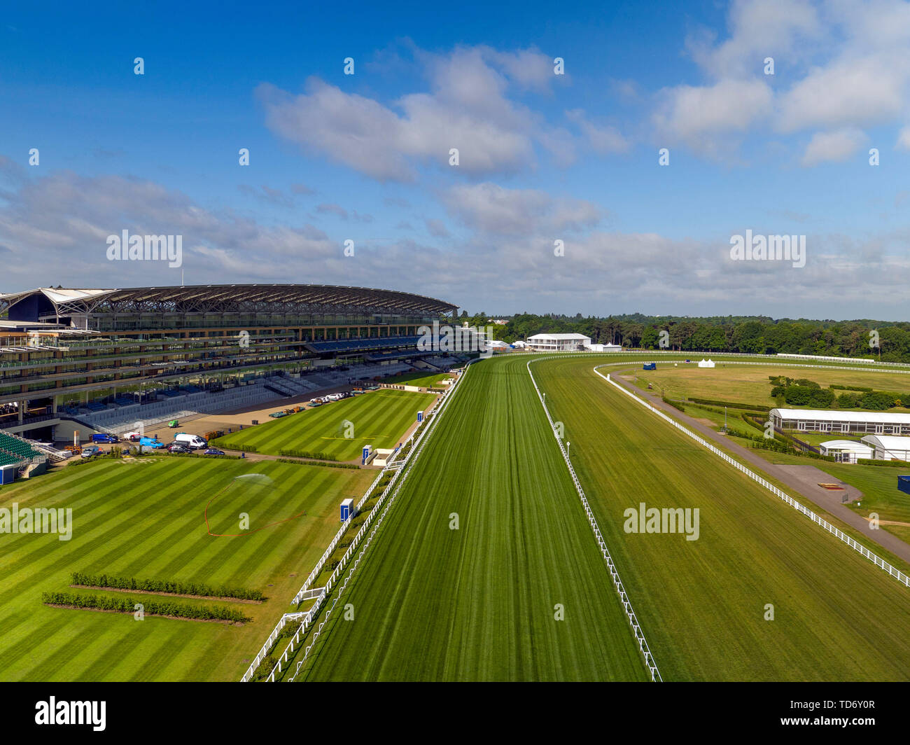An aerial view of Ascot Racecourse in Berkshire ahead of the Royal ...