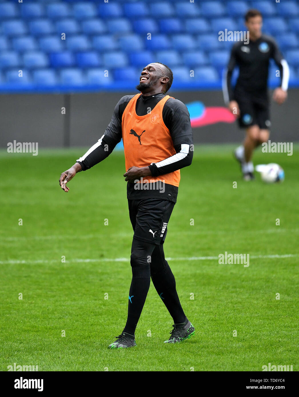 Soccer Aid World Eleven's Usain Bolt training during the media day at ...