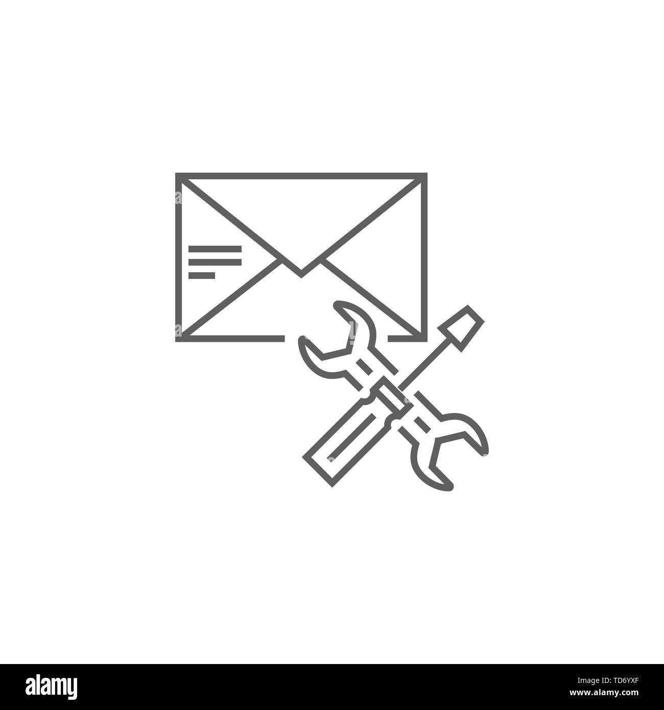 E-mail Support Related Vector Thin Line Icon. Isolated on White ...