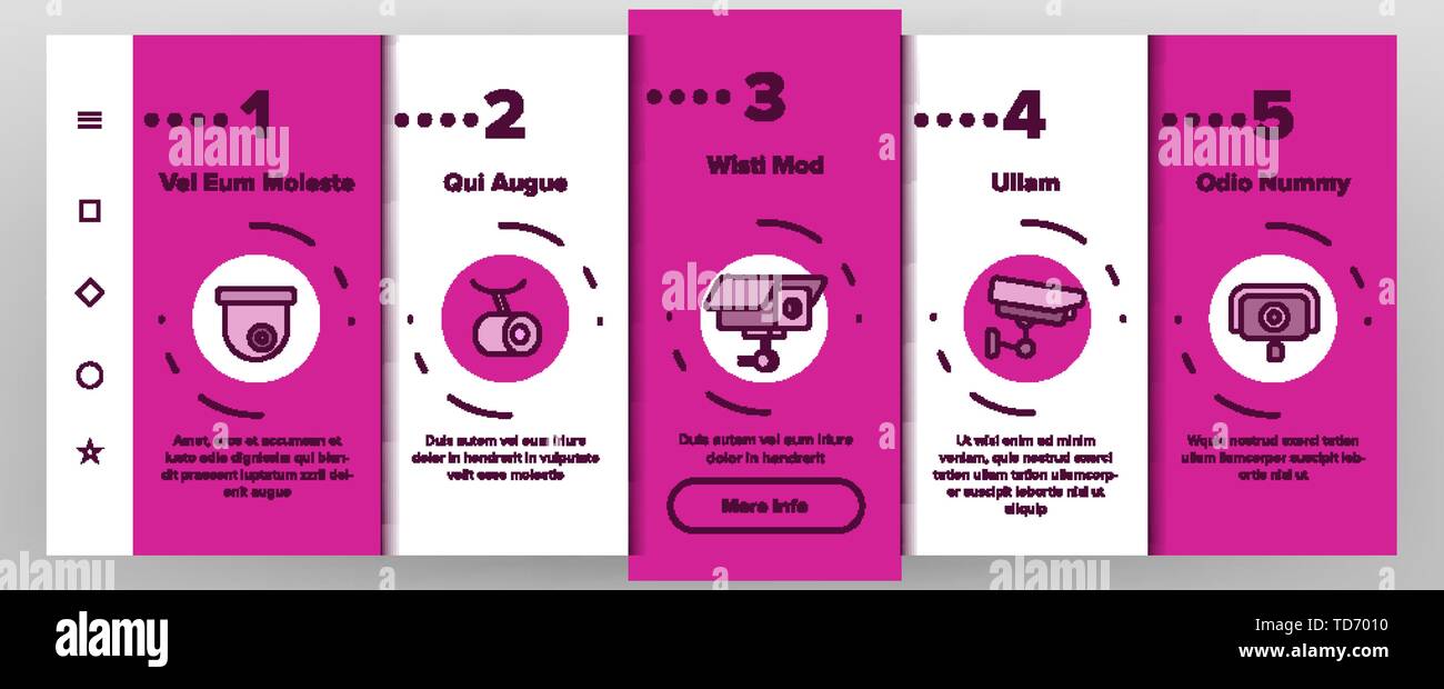 Surveillance Cameras, CCTV Linear Vector Onboarding Mobile App Page ...