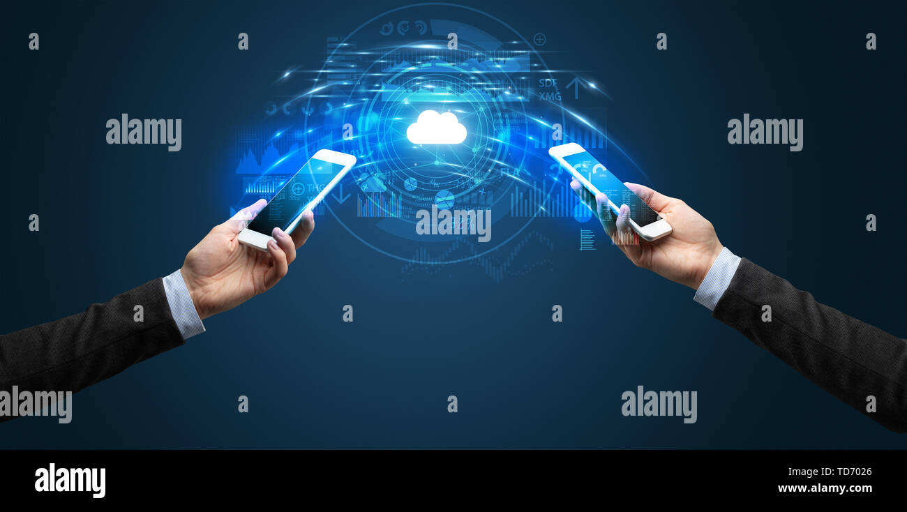 Two smart phones technology transfer hi-res stock photography and ...