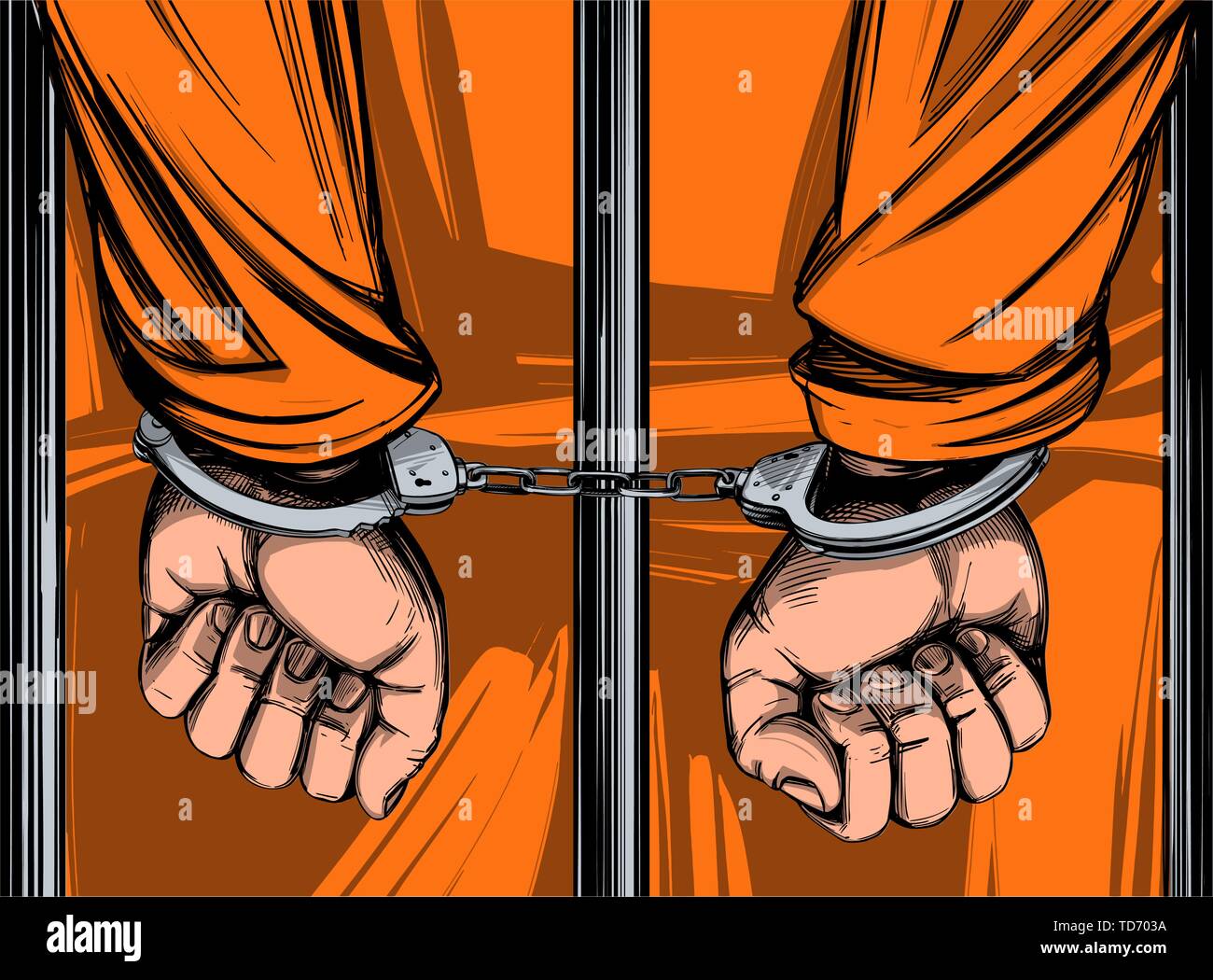 handcuffed hands icon hand drawn vector illustration sketch Stock ...