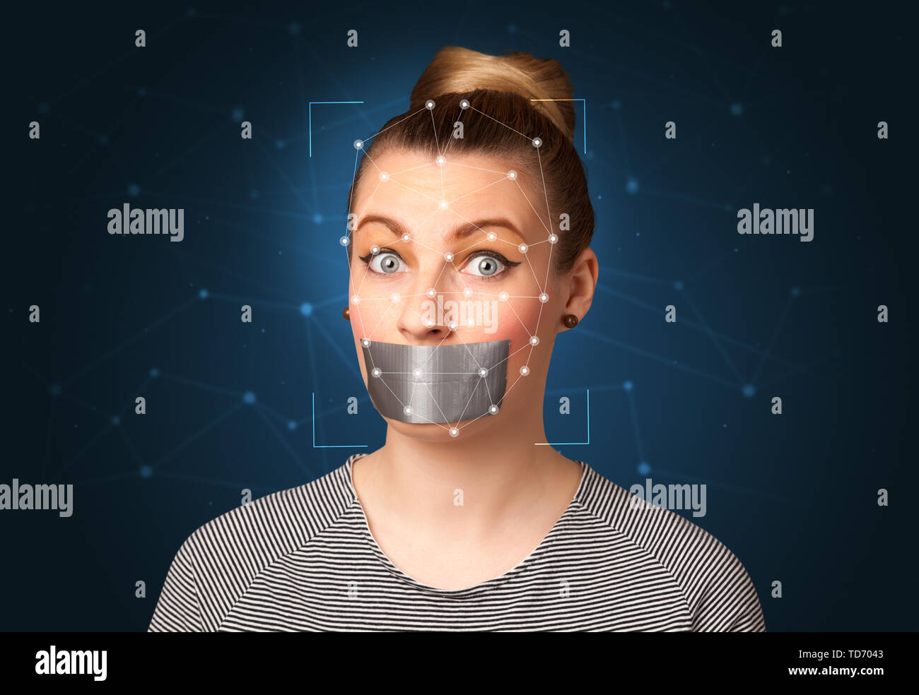 Recognition of a face by layering a mesh. Biometric verification and ...