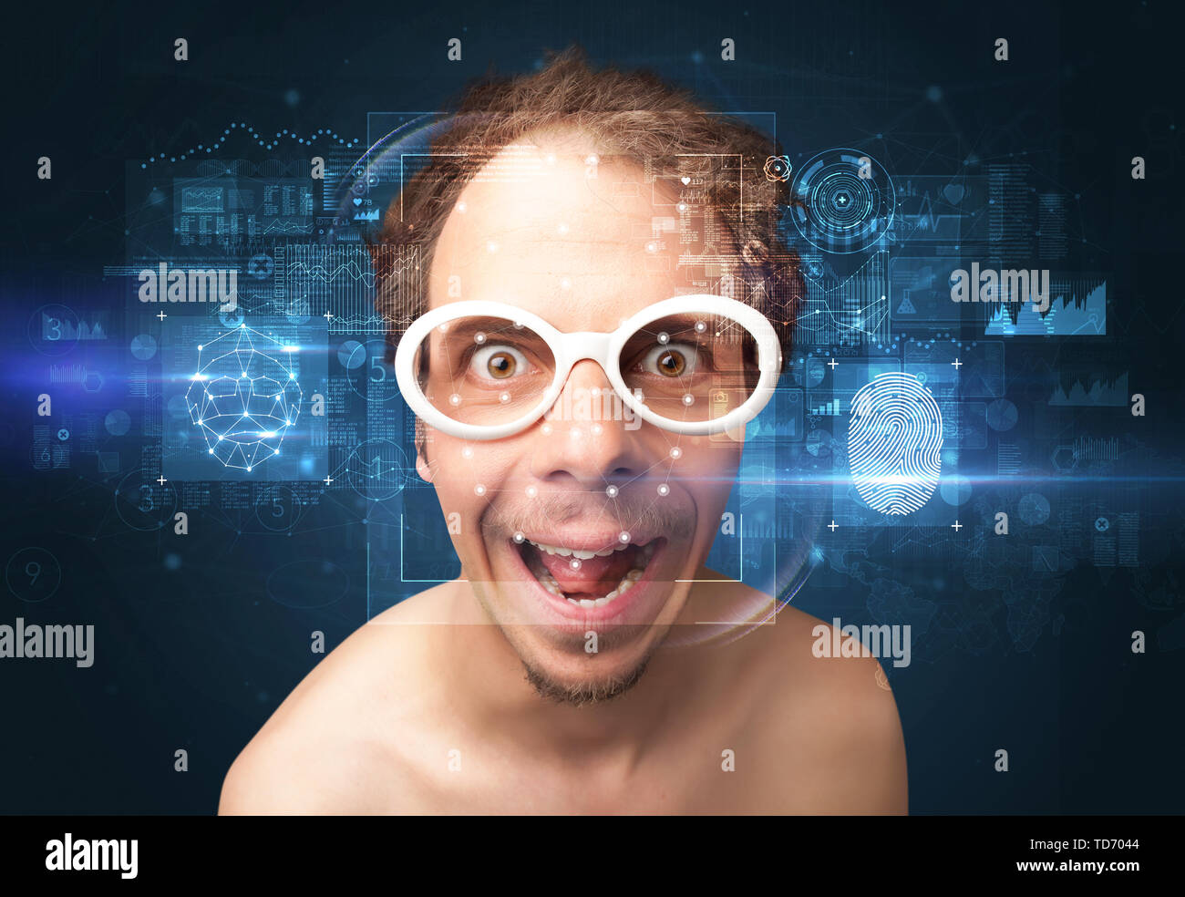 Biometric verification - face and fingerprint detection concept Stock ...