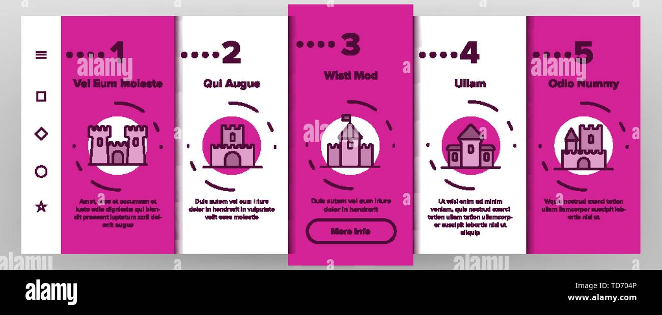 Castle, Medieval Buildings Vector Onboarding Mobile App Page Screen ...