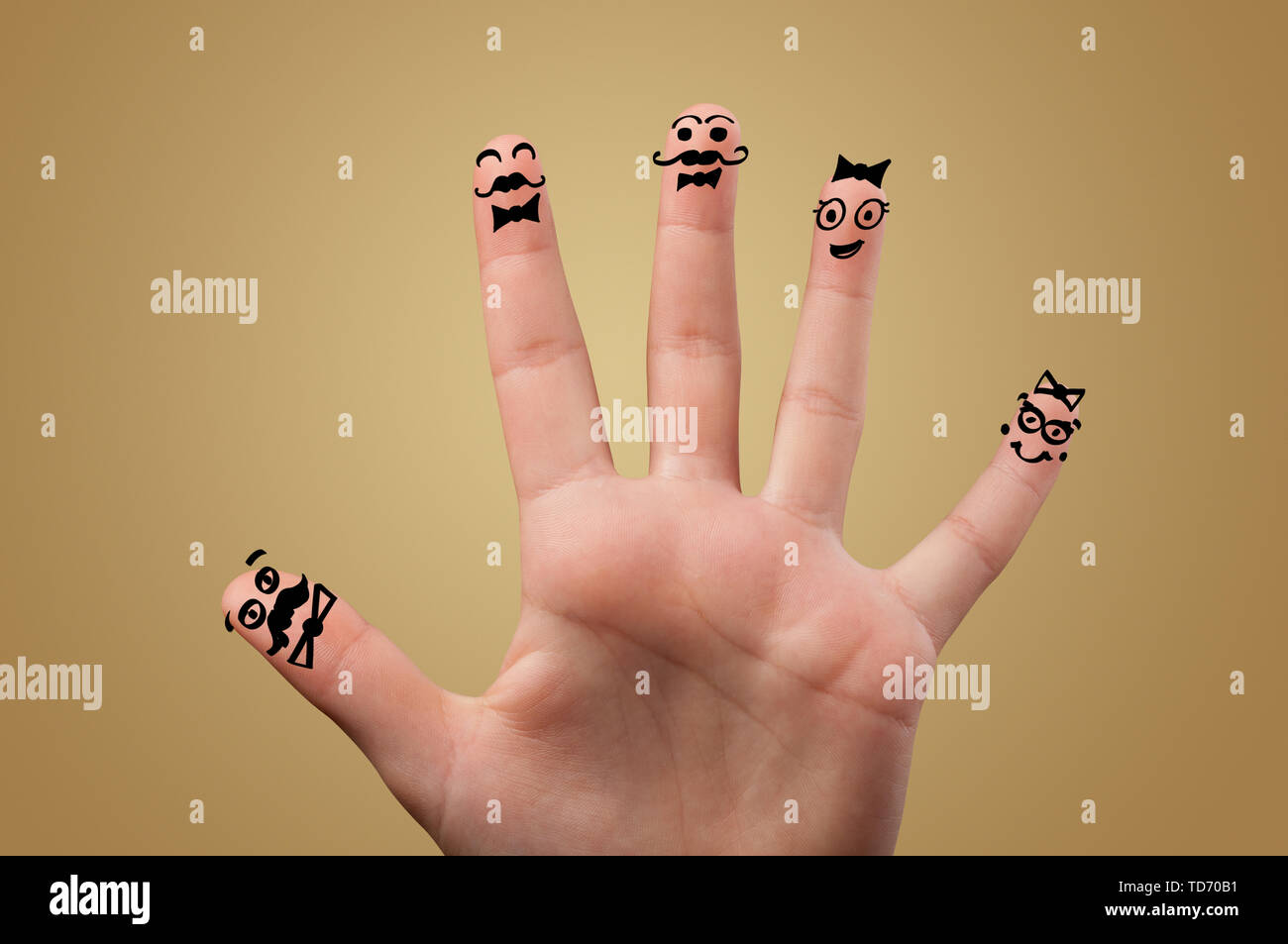 Elegant happy face fingers hugs each other Stock Photo - Alamy