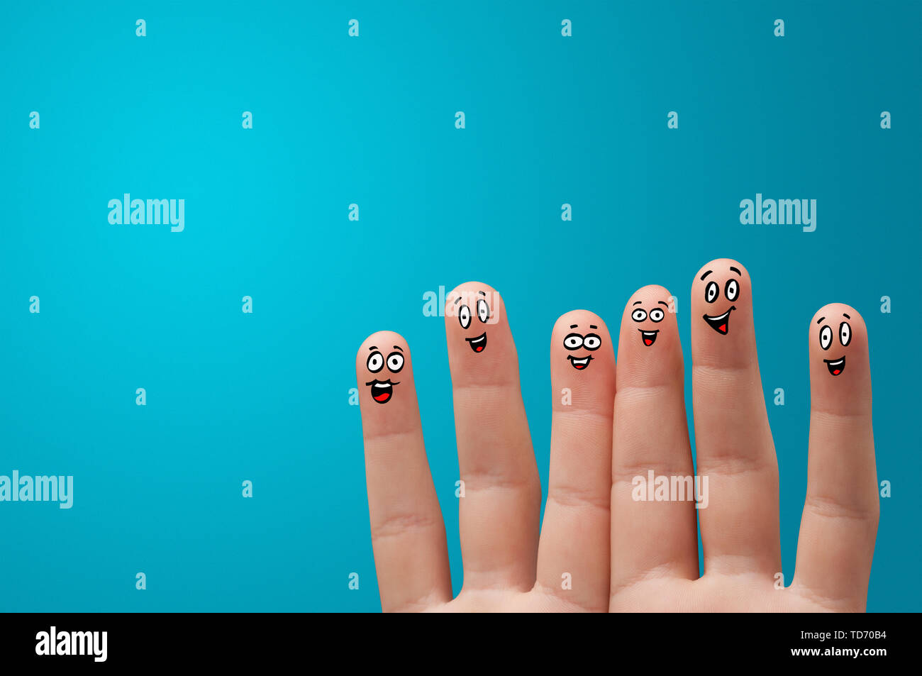 Happy face fingers hug each other Stock Photo - Alamy