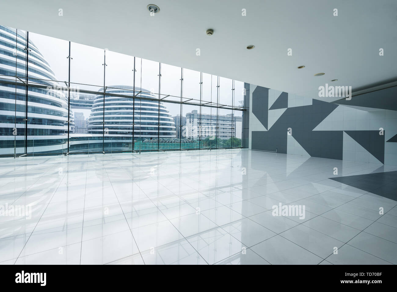 Modern building interior view window Stock Photo - Alamy