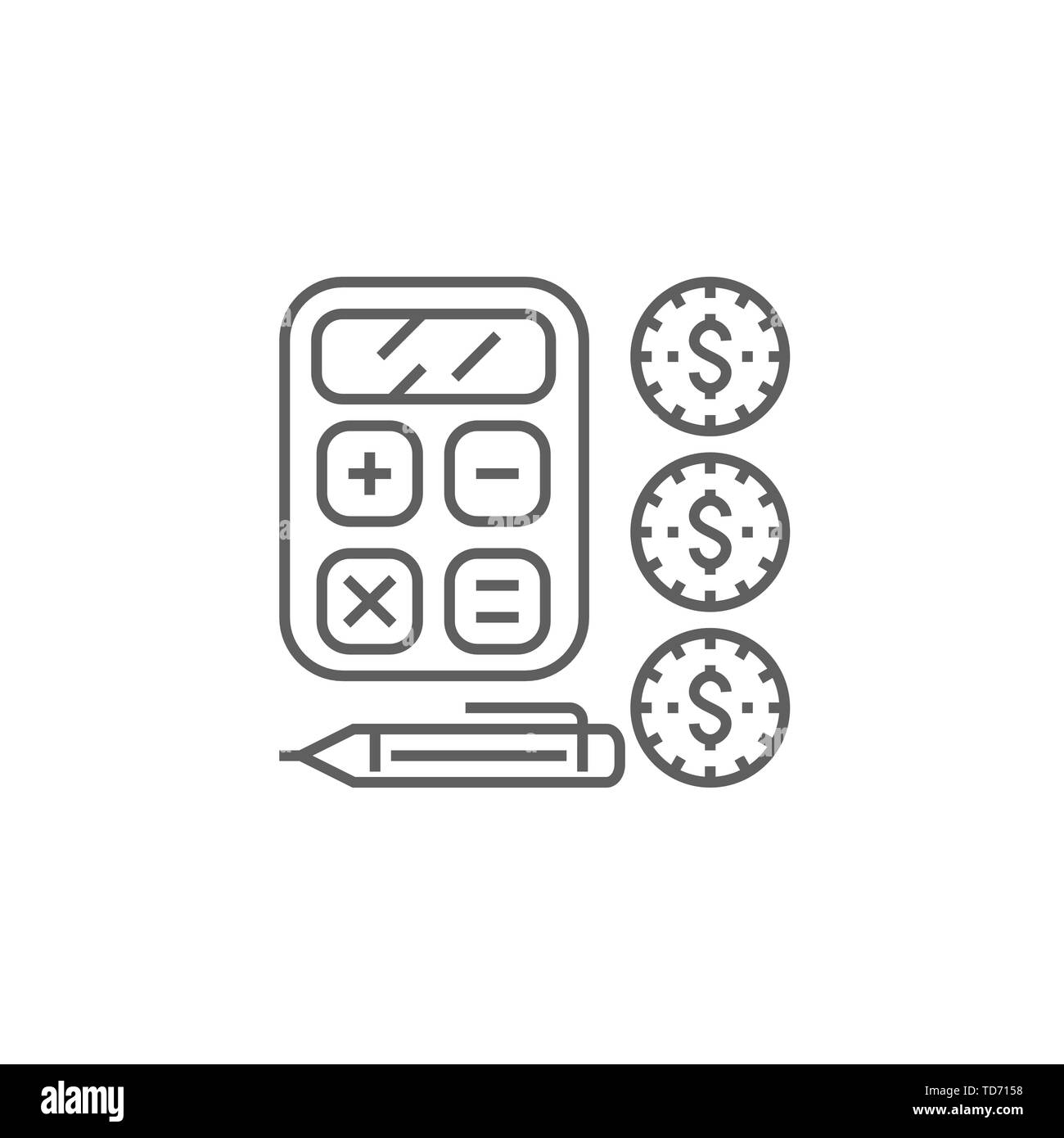 Finance Management Related Vector Thin Line Icon. Isolated on White ...