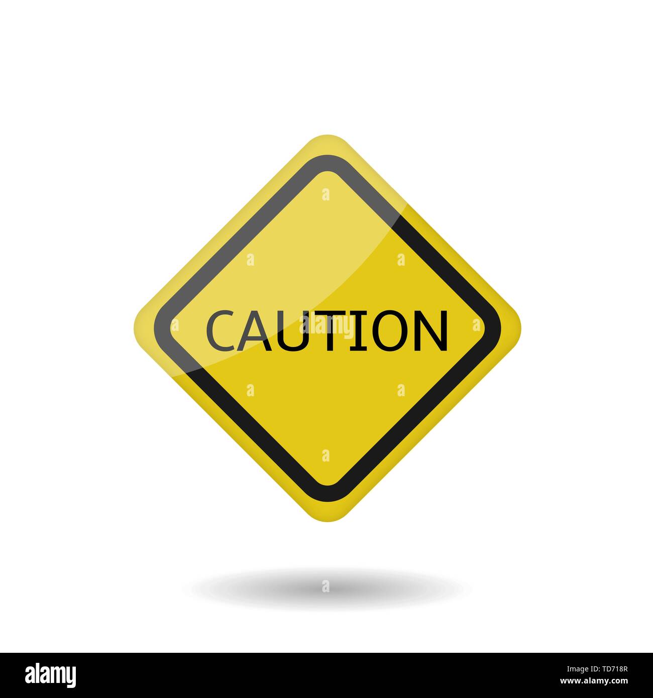 Caution sign. Yellow warning icon, Vector illustration Stock Vector ...